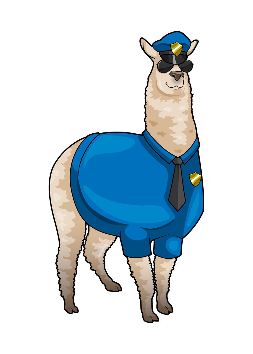 'Alpaca Police Cop' Poster, picture, metal print, paint by Markus ...