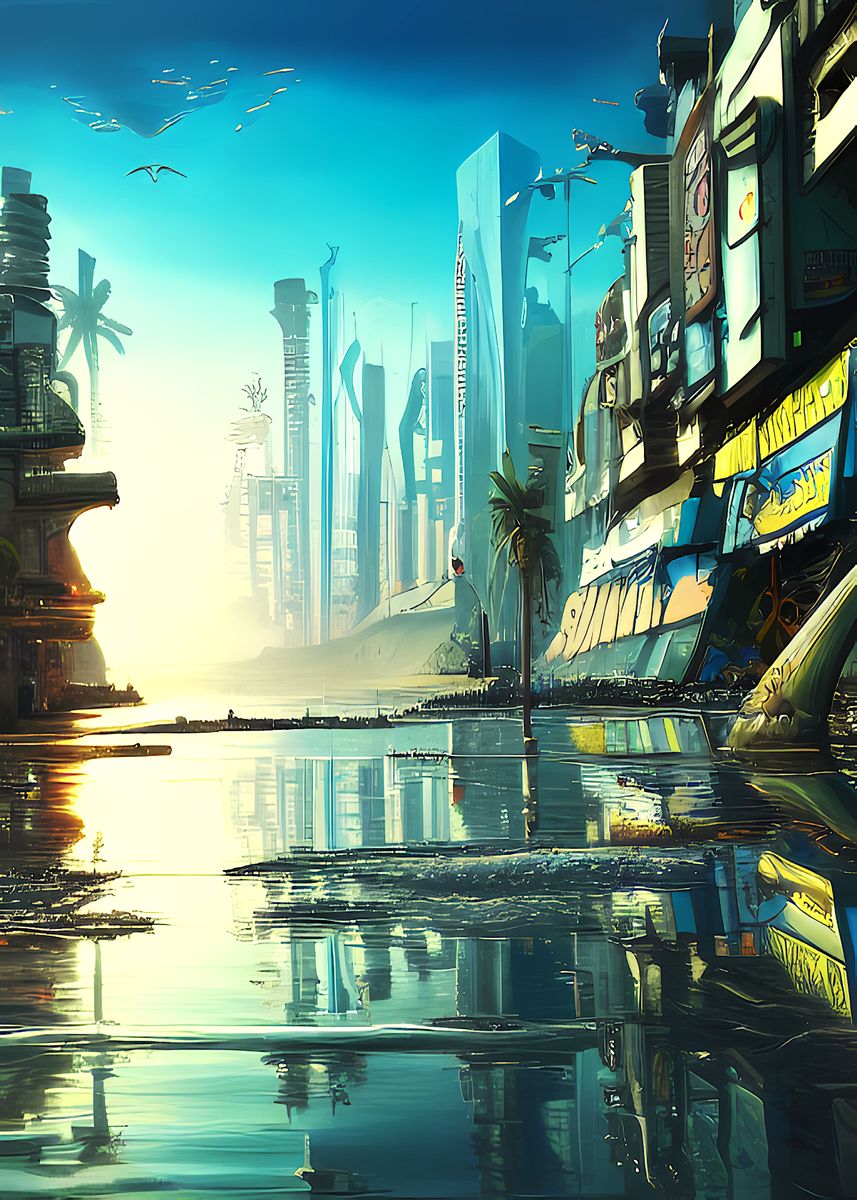 'Outskirts dystopian City' Poster, picture, metal print, paint by ...