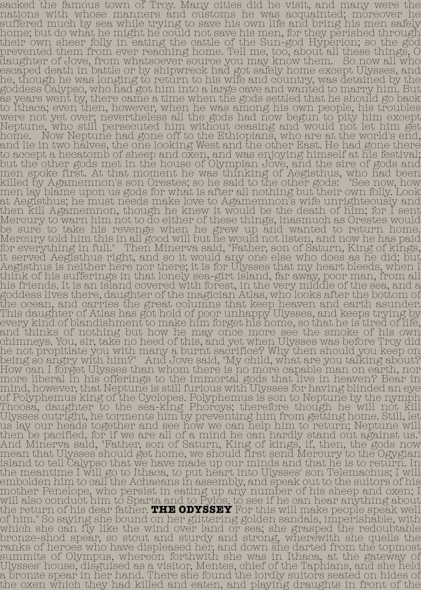 'The Odyssey Book Text' Poster, picture, metal print, paint by Design ...