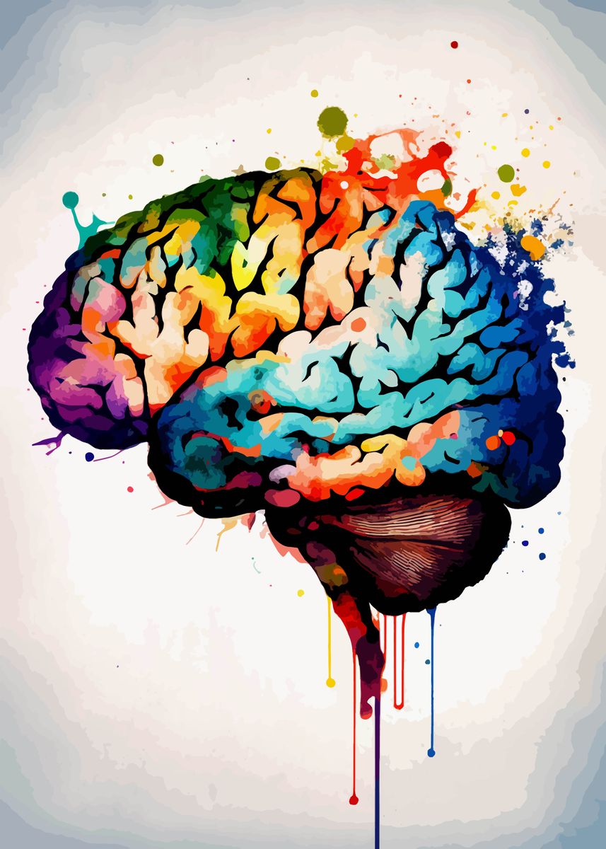 'Human Brain Watercolor' Poster, picture, metal print, paint by P ...