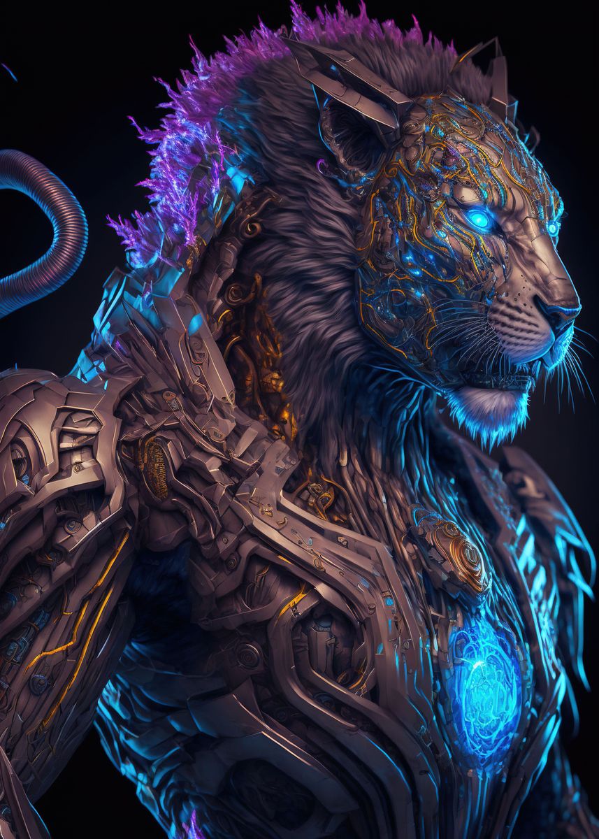 'Future Lion' Poster, picture, metal print, paint by Sunrise Game ...