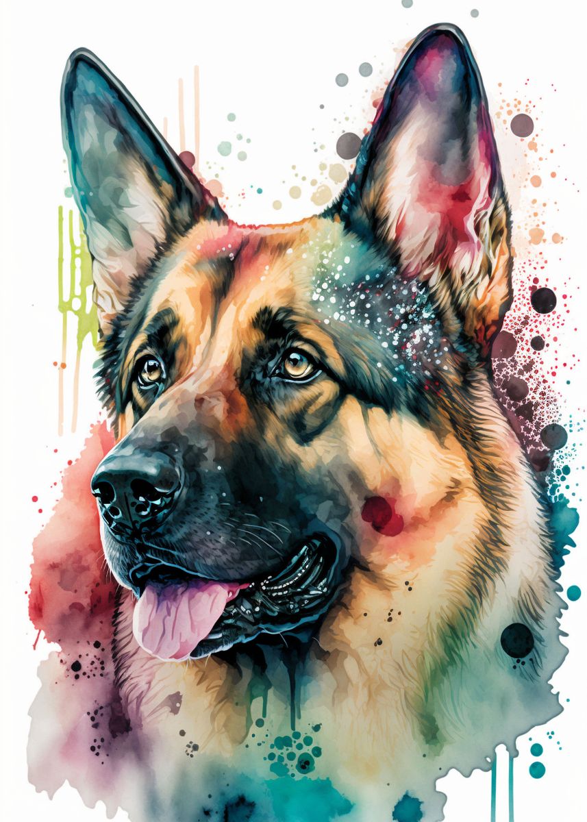 'German Shepherd' Poster, picture, metal print, paint by ...
