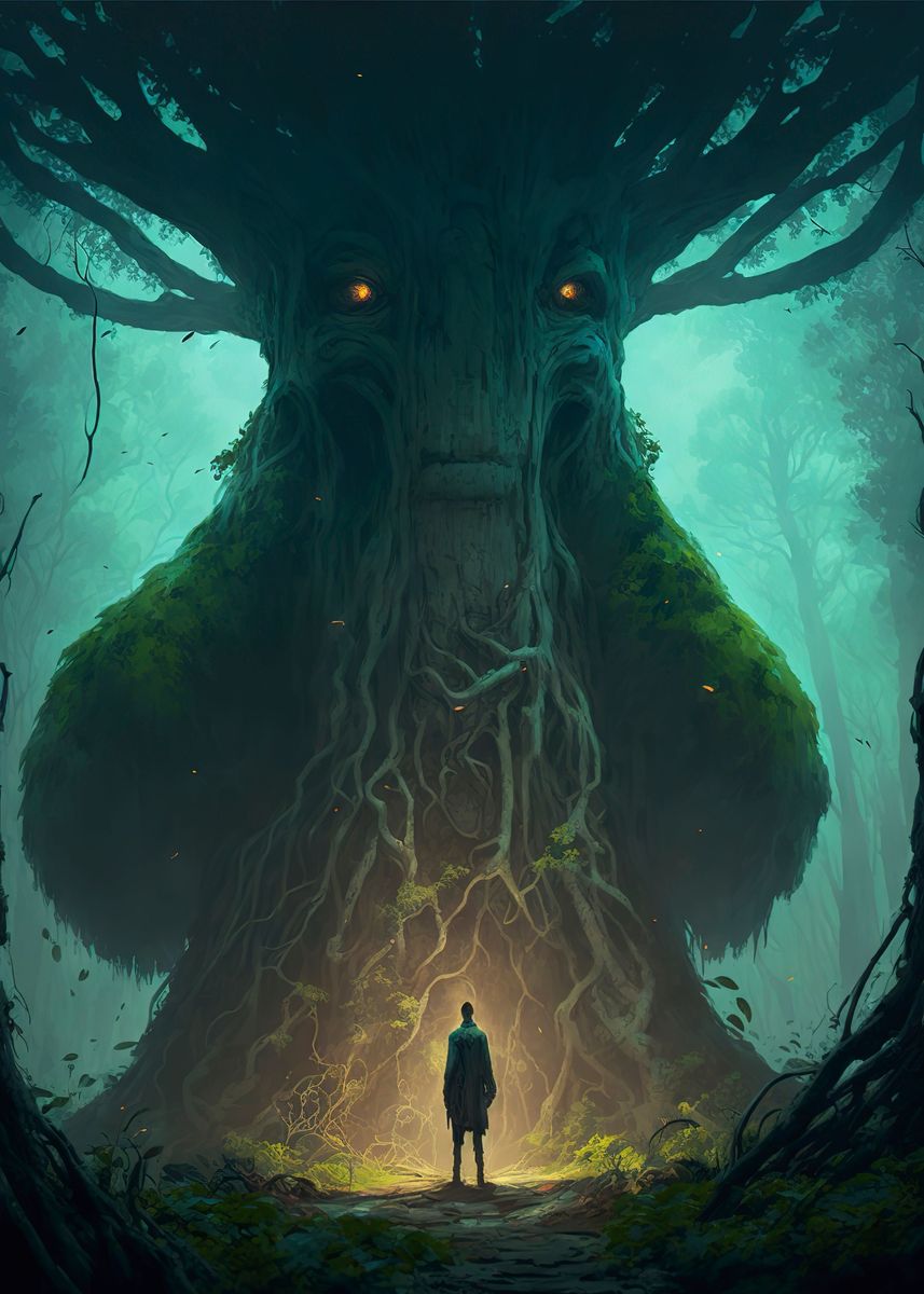 'Face of the world tree' Poster, picture, metal print, paint by Stephen ...