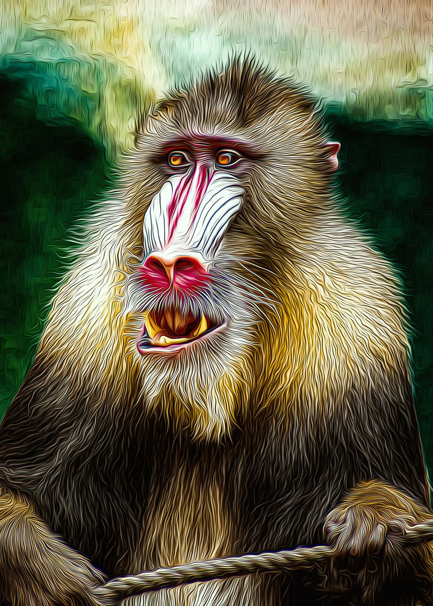 'Baboon' Poster, picture, metal print, paint by Tiker Arts | Displate