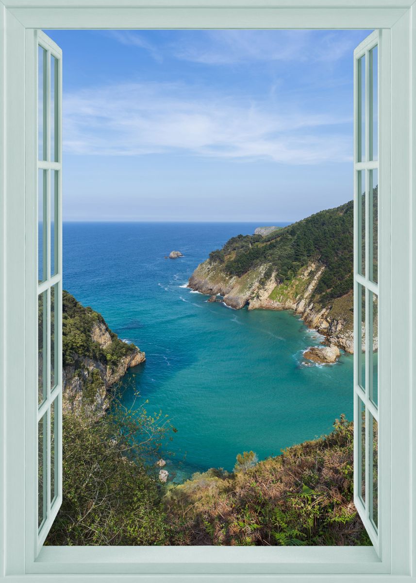 'Open window view cliffs' Poster, picture, metal print, paint by Vicen ...