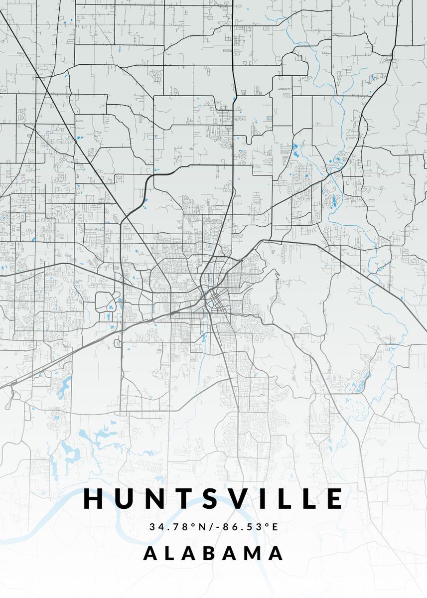 'Huntsville City Map' Poster, picture, metal print, paint by NoLapan ...