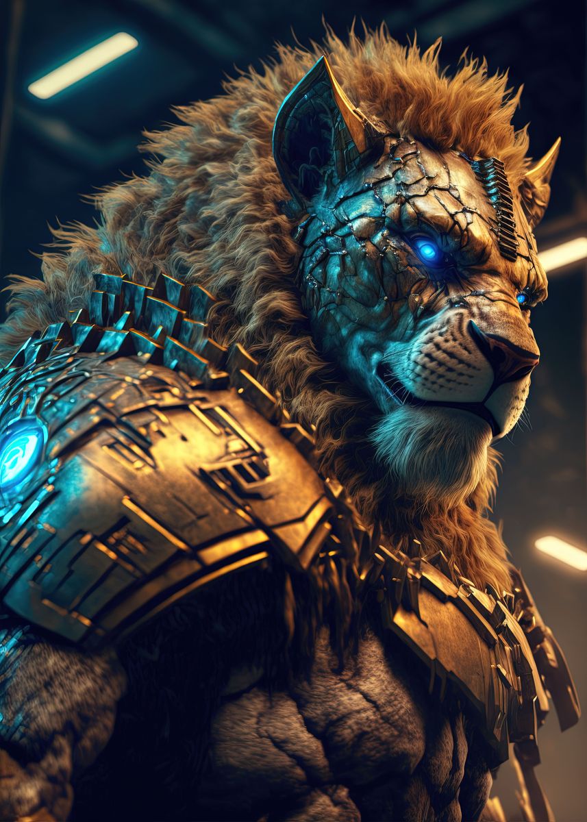 'Future Lion' Poster, picture, metal print, paint by Sunrise Game ...