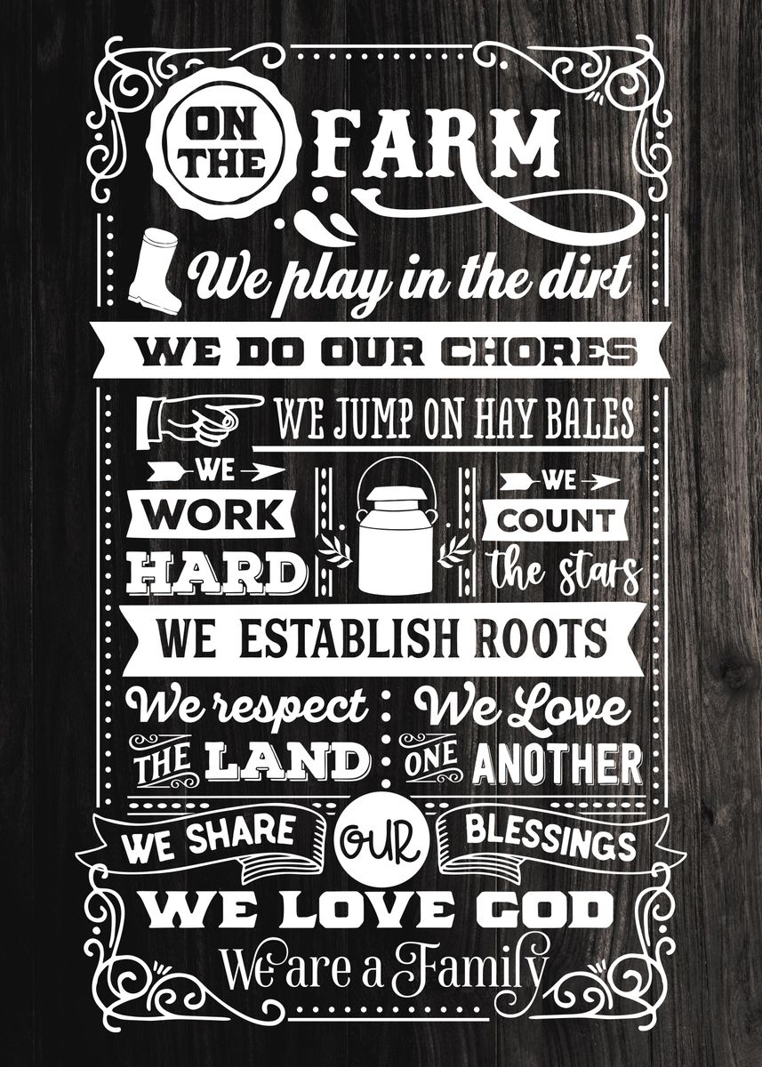 'Farmhouse Rules Dirt' Poster, picture, metal print, paint by Stefan ...