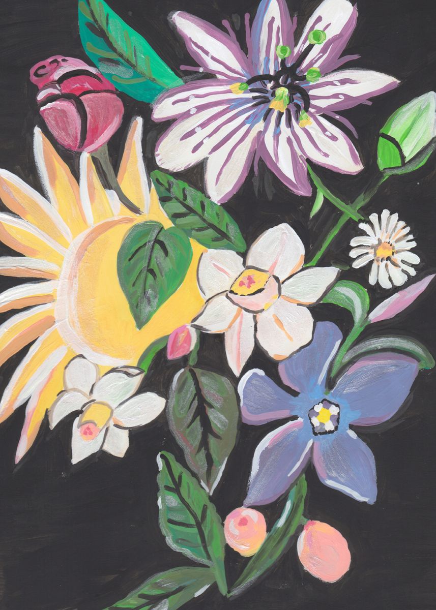 'Celestial flowers' Poster, picture, metal print, paint by Gulsen Gunel ...