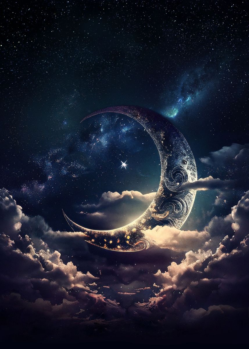 'Glowing abstract Moon' Poster, picture, metal print, paint by MCAshe ...