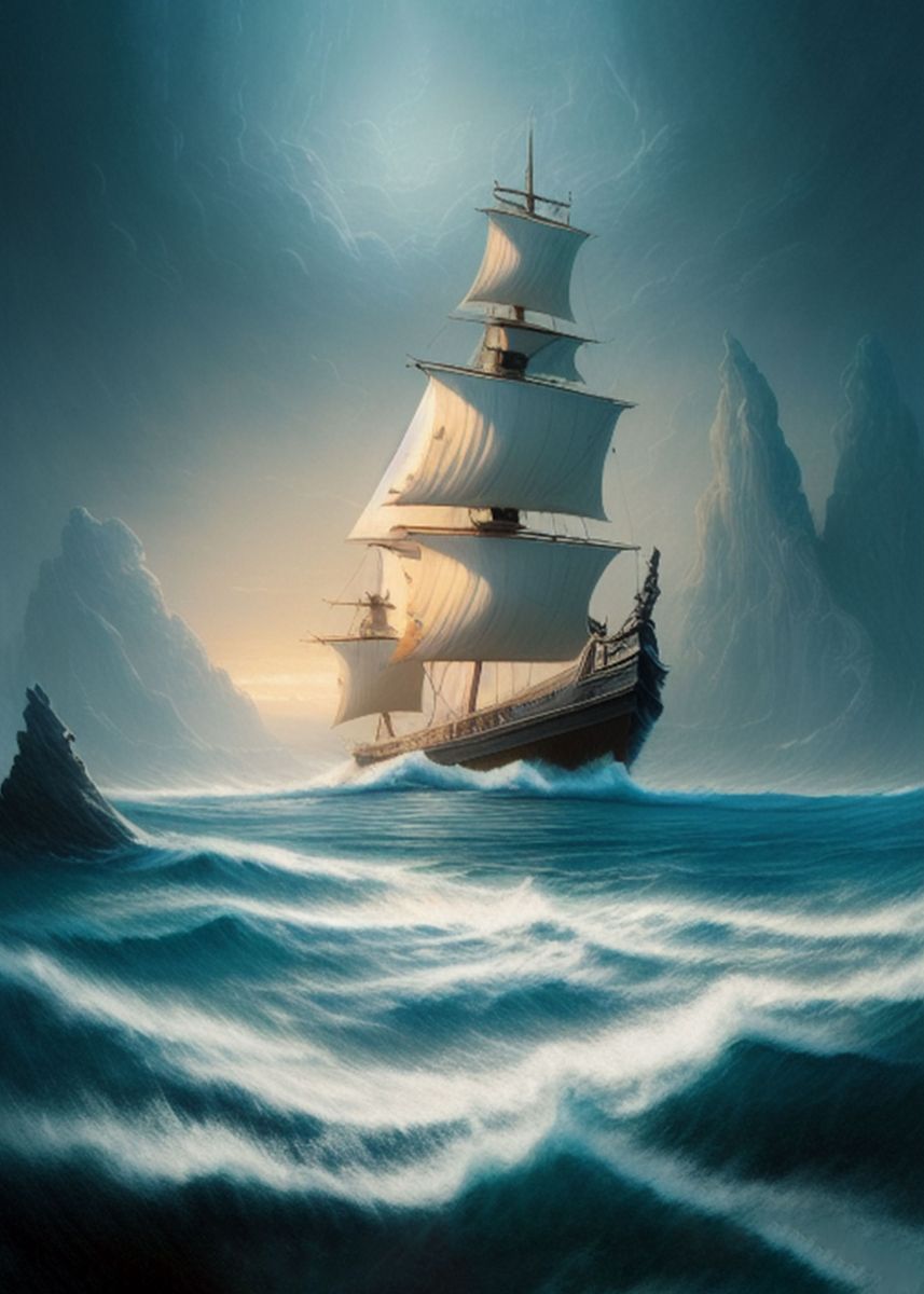 'Fantasy Seascape 4' Poster, picture, metal print, paint by Julia ...