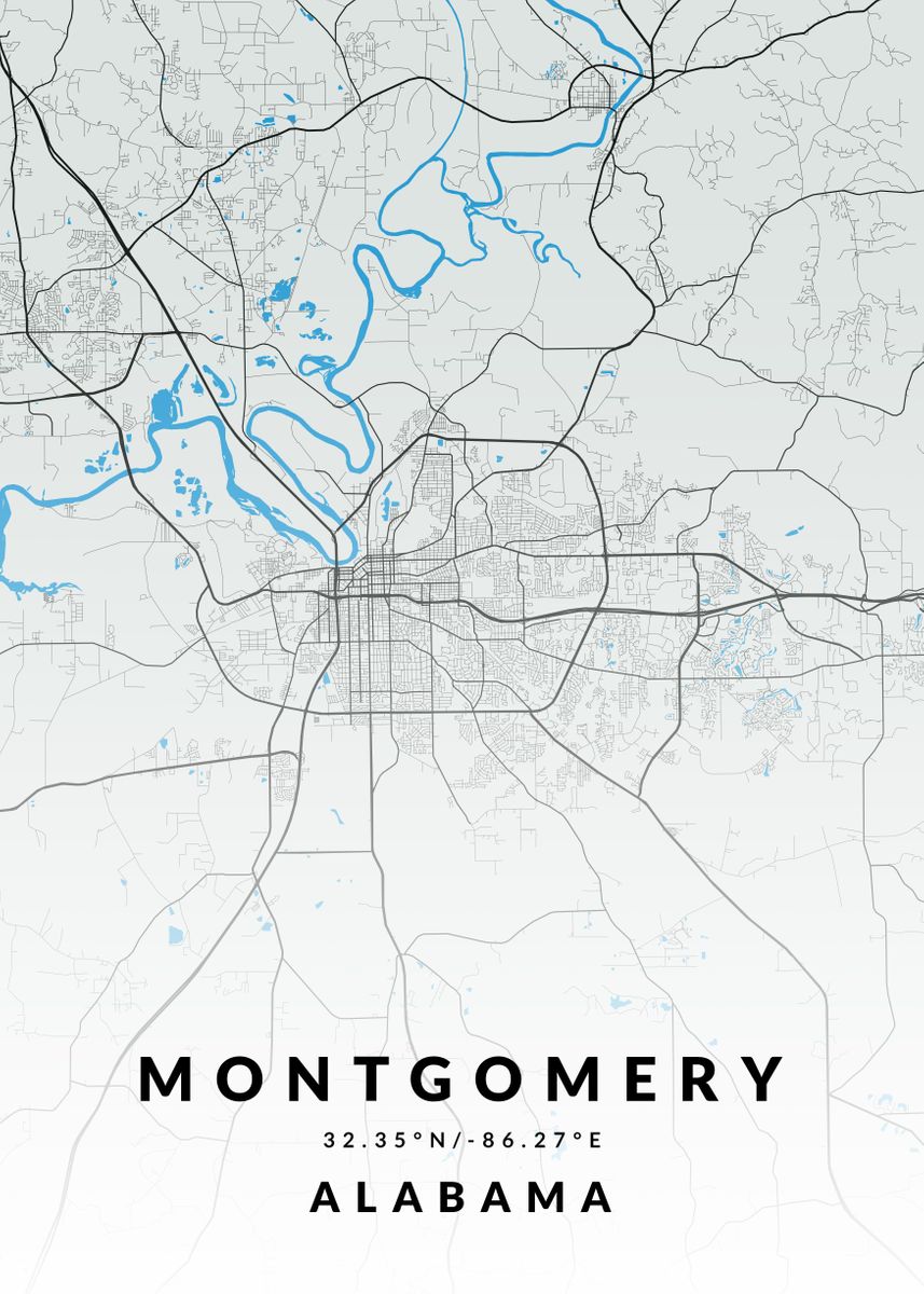 'Montgomery City Map' Poster, picture, metal print, paint by NoLapan ...