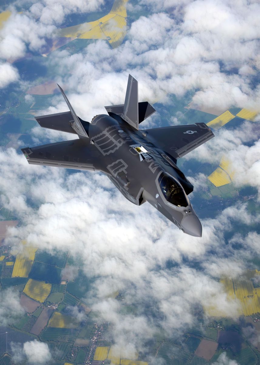'F35 Lightning II in fligh' Poster, picture, metal print, paint by ...