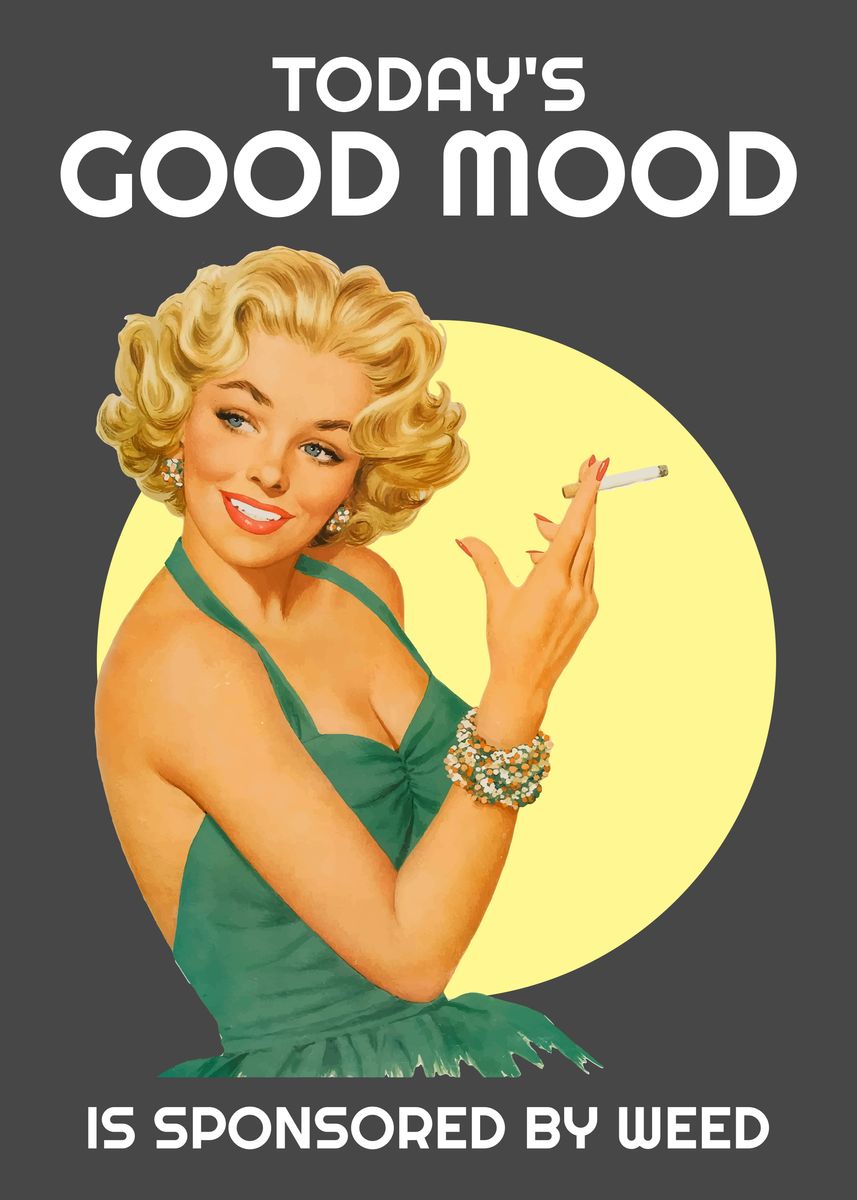 'SPONSORED DARK RETRO WEED' Poster, picture, metal print, paint by ...