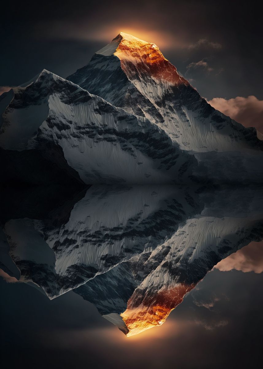 'Sunset snow Mountain' Poster, picture, metal print, paint by Stefan ...