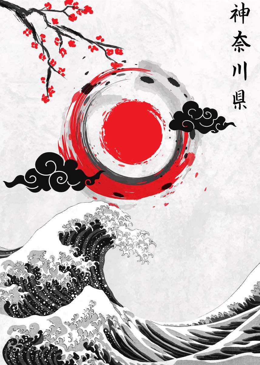 'Kanagawa The Great Wave' Poster, picture, metal print, paint by Mr Yy ...