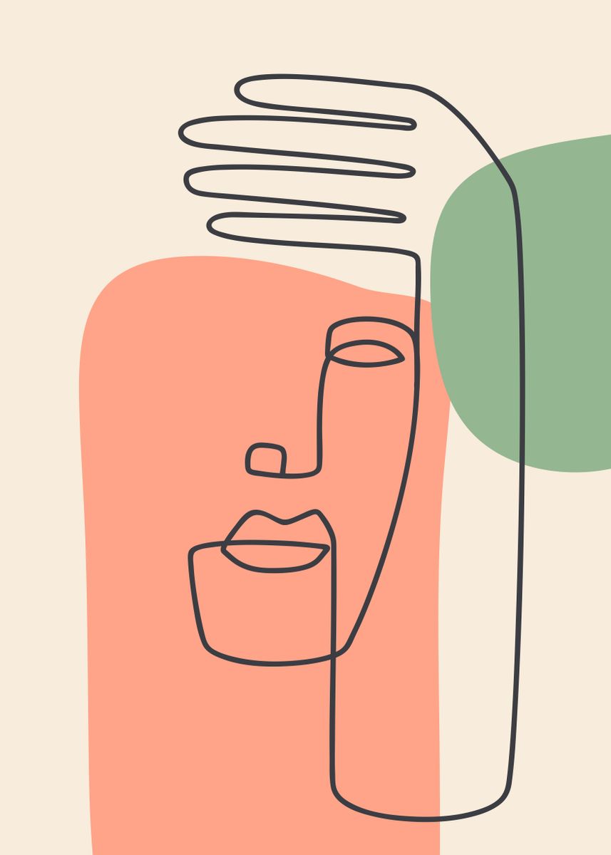 'Abstract line portrait 1' Poster, picture, metal print, paint by ...