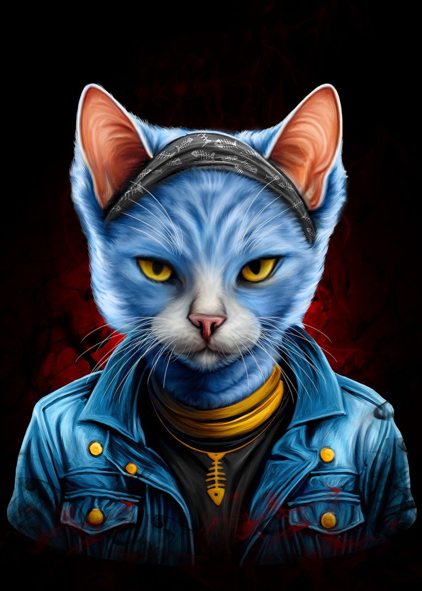 'Rock Star Cat 01' Poster, picture, metal print, paint by Yarchy | Displate