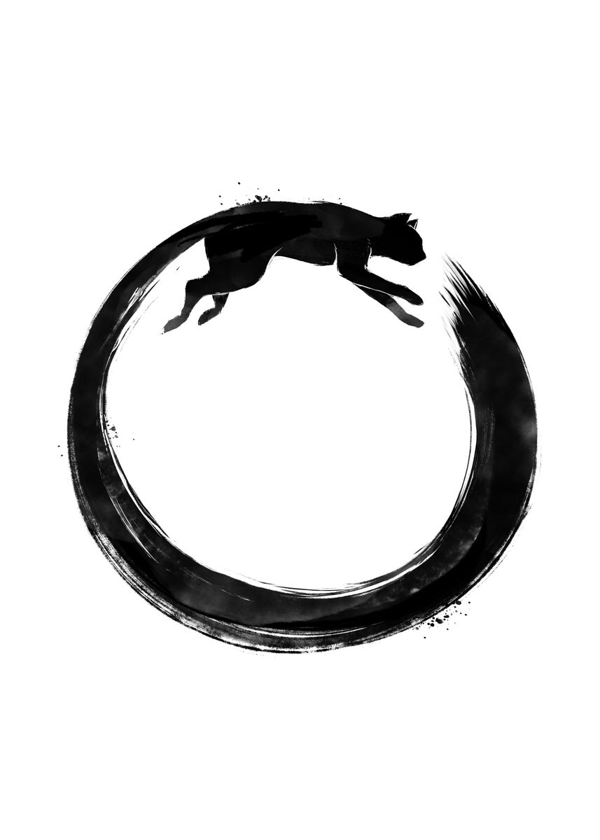 'Sumie Enso Cat' Poster, picture, metal print, paint by Tobias Fonseca ...