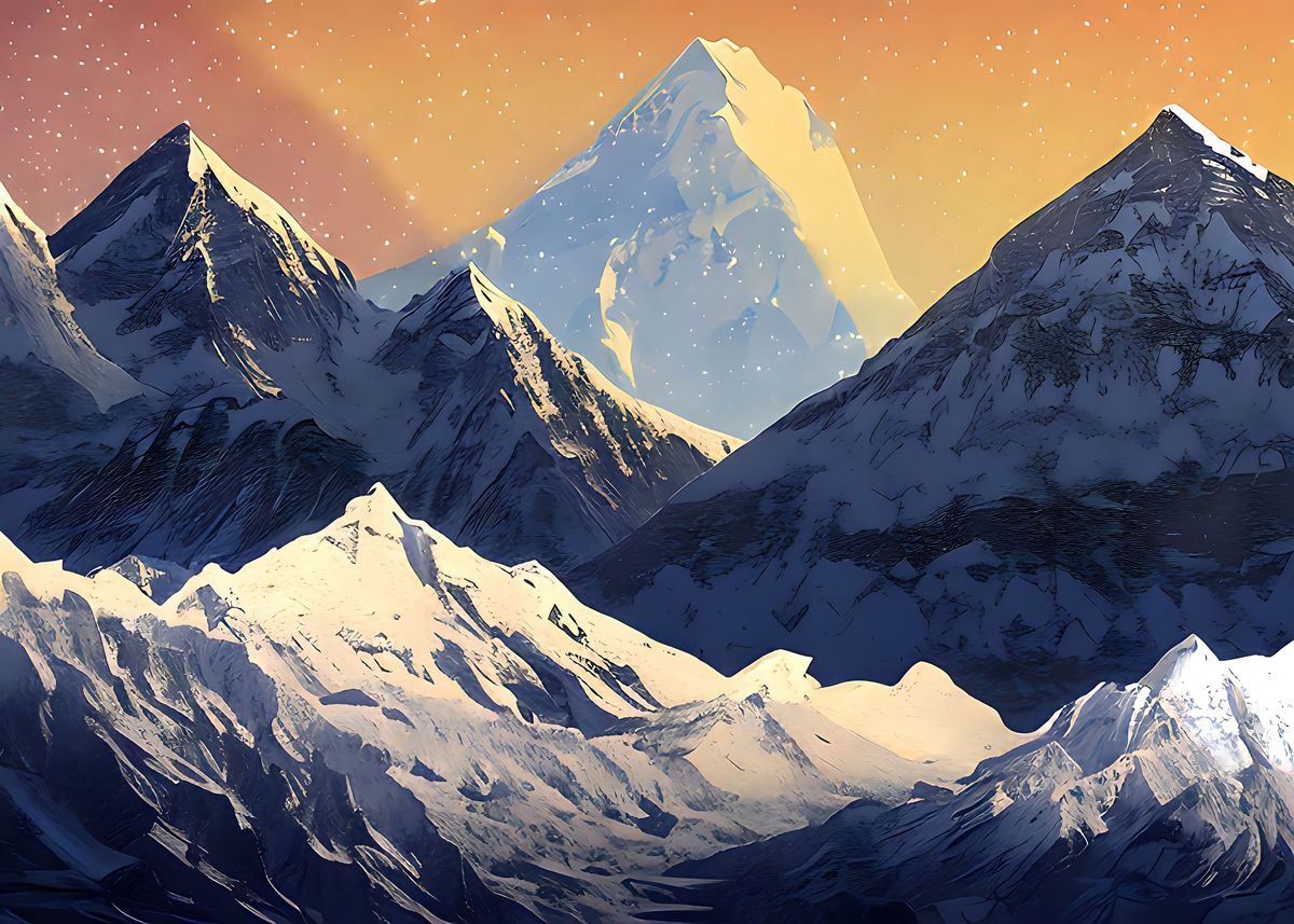 'Sunset Mountains Landscape' Poster by Alex Bayu | Displate