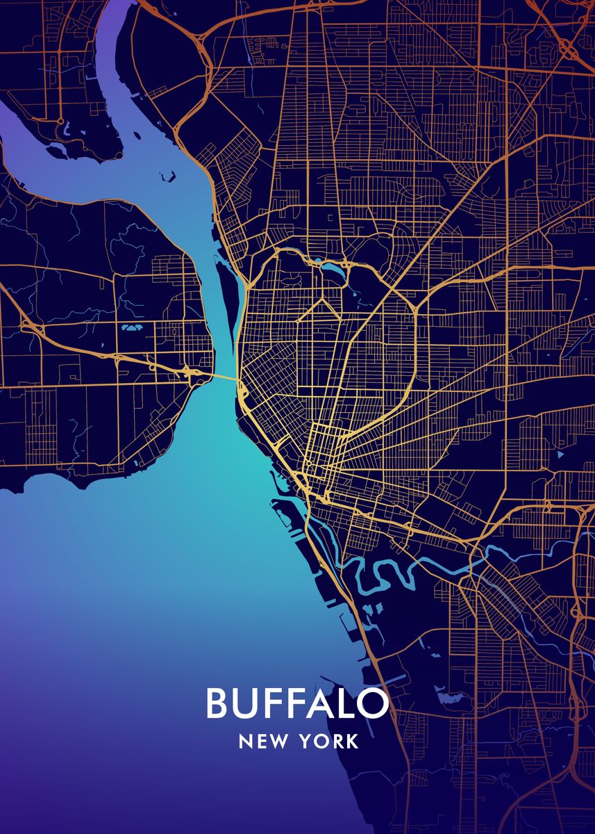 'Buffalo' Poster, picture, metal print, paint by Miracle Studio | Displate