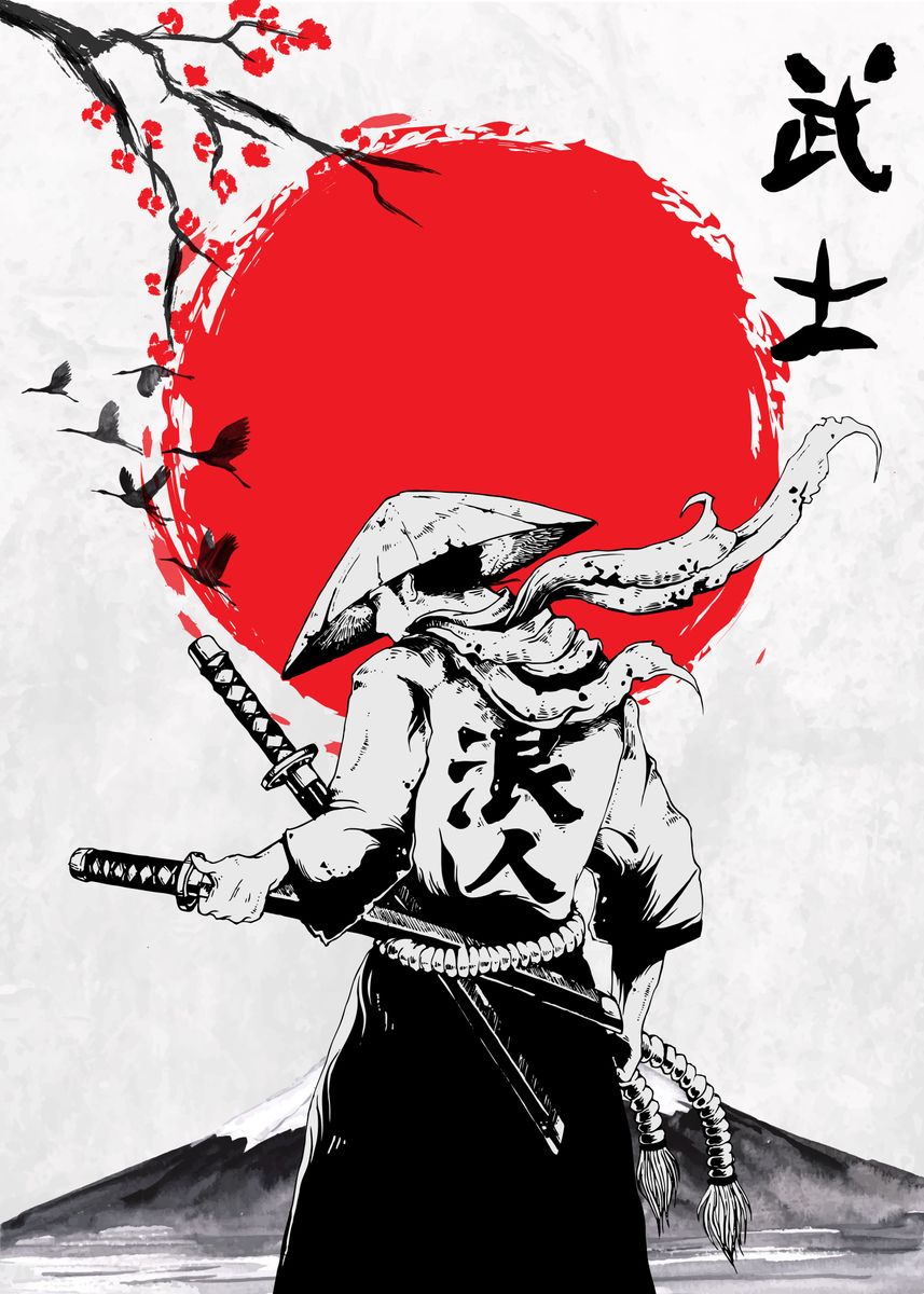 'Samurai' Poster, picture, metal print, paint by Mr Yy | Displate