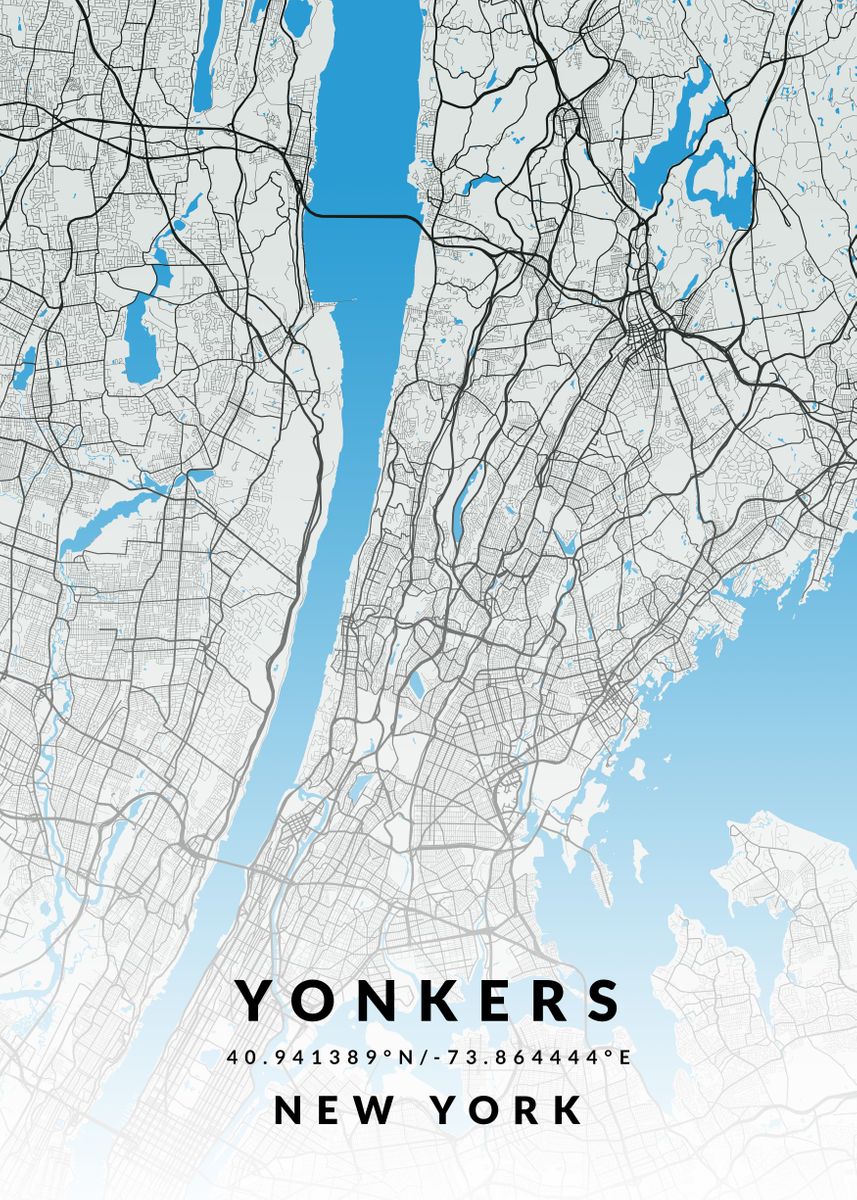 'Yonkers City Map' Poster, picture, metal print, paint by NoLapan ...