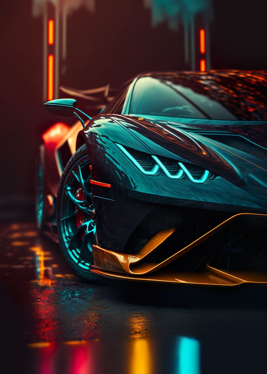 'Turquoise Supercar' Poster, picture, metal print, paint by royalsigns ...