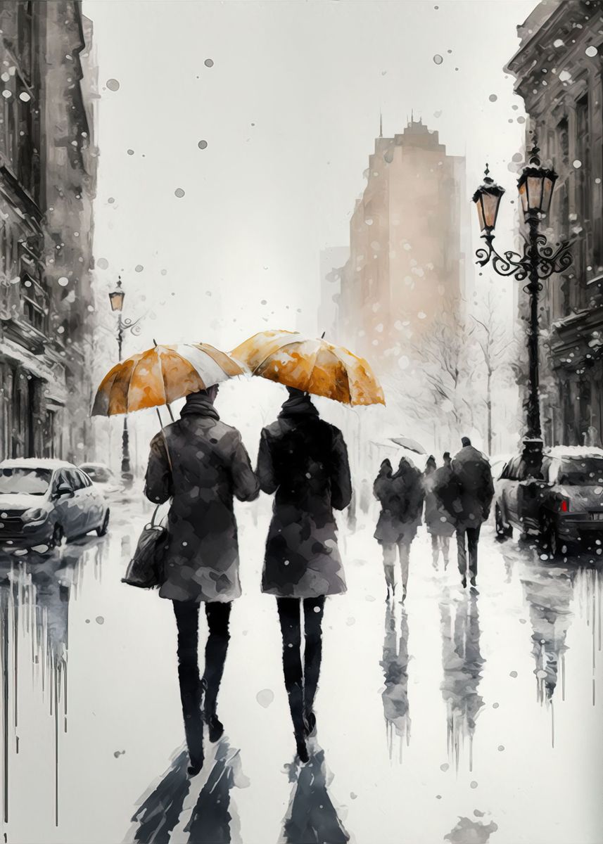 'Watercolor Rainy Day' Poster, picture, metal print, paint by Fateh ...