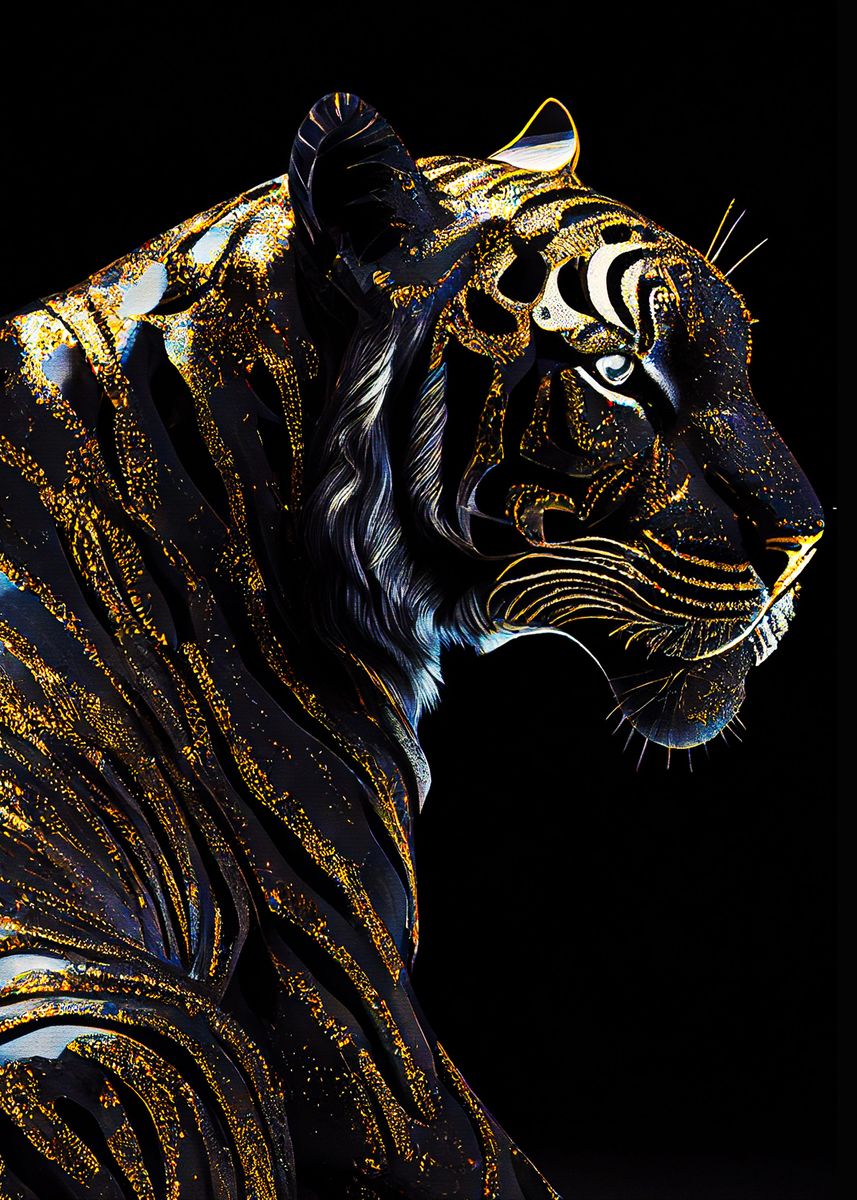 'Black Golden Tiger' Poster, picture, metal print, paint by Muh Asdar ...