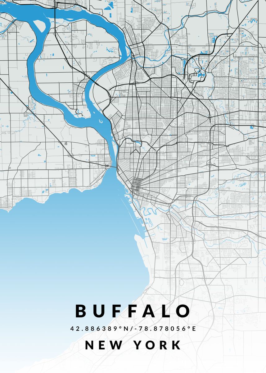 'Buffalo City Map' Poster, picture, metal print, paint by NoLapan ...
