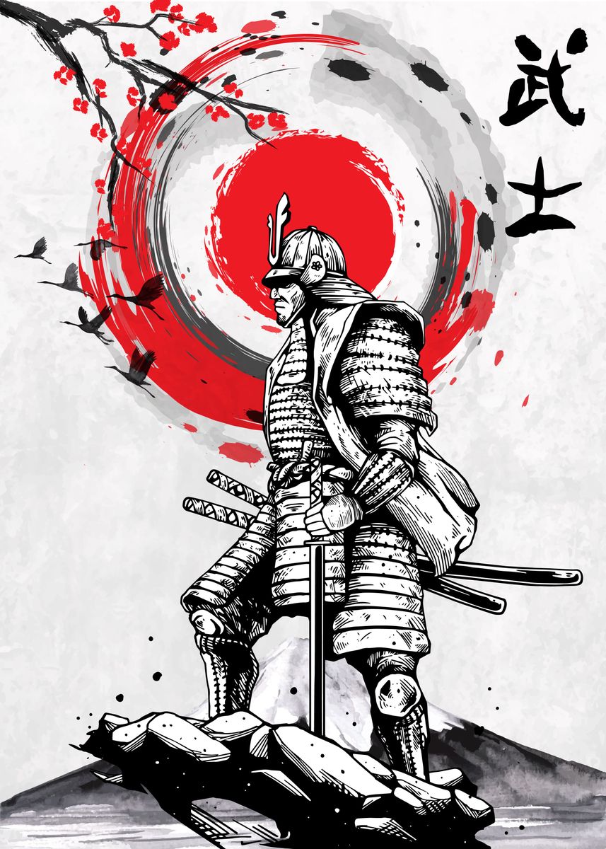 'The Samurai' Poster, picture, metal print, paint by Mr Yy | Displate