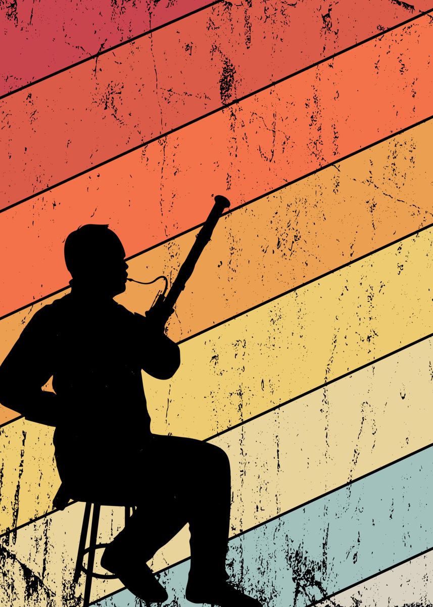'Retro Bassoon Player Men' Poster, picture, metal print, paint by ...