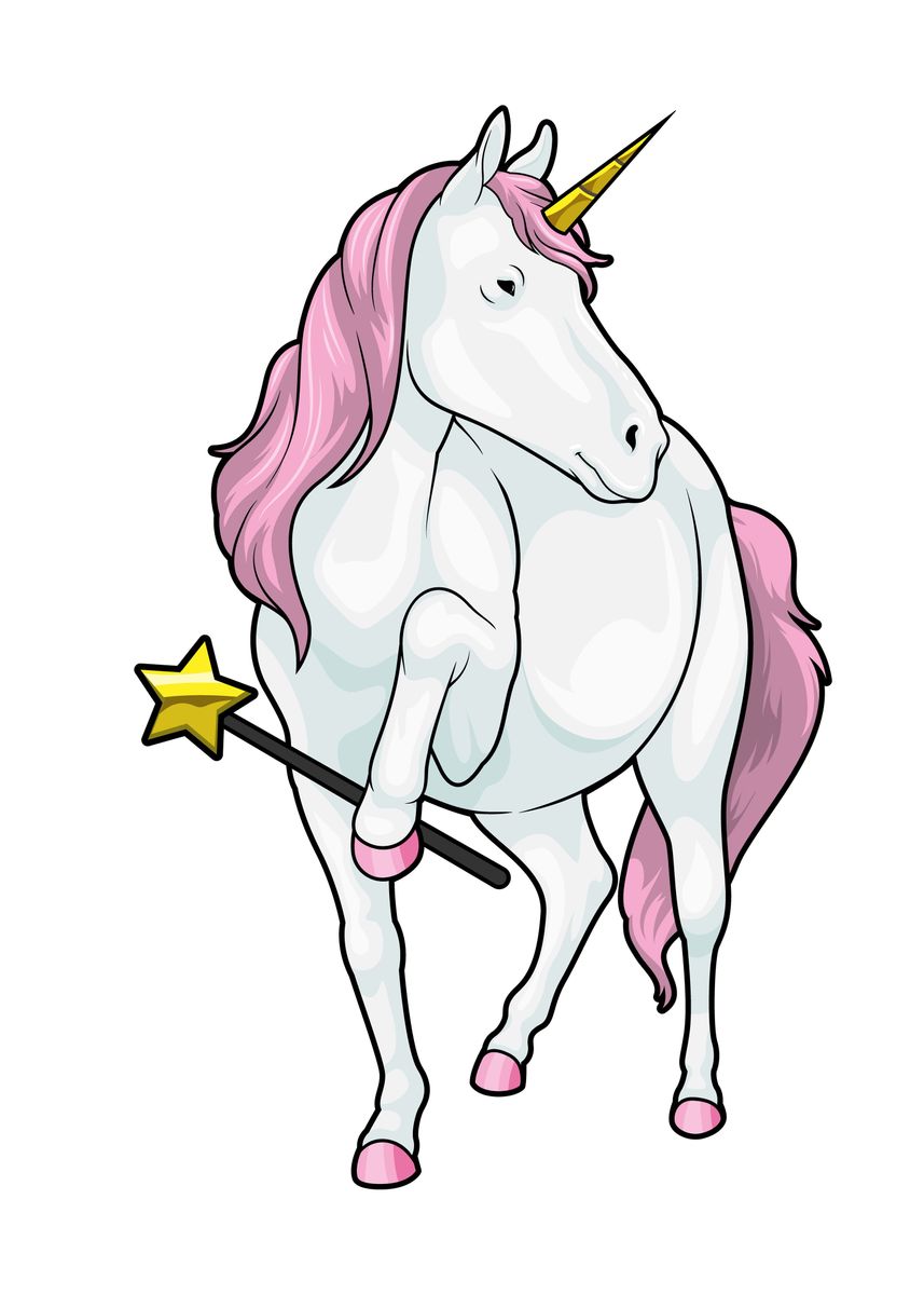 'Unicorn Wizard Magic wand' Poster, picture, metal print, paint by Markus Schnabel | Displate