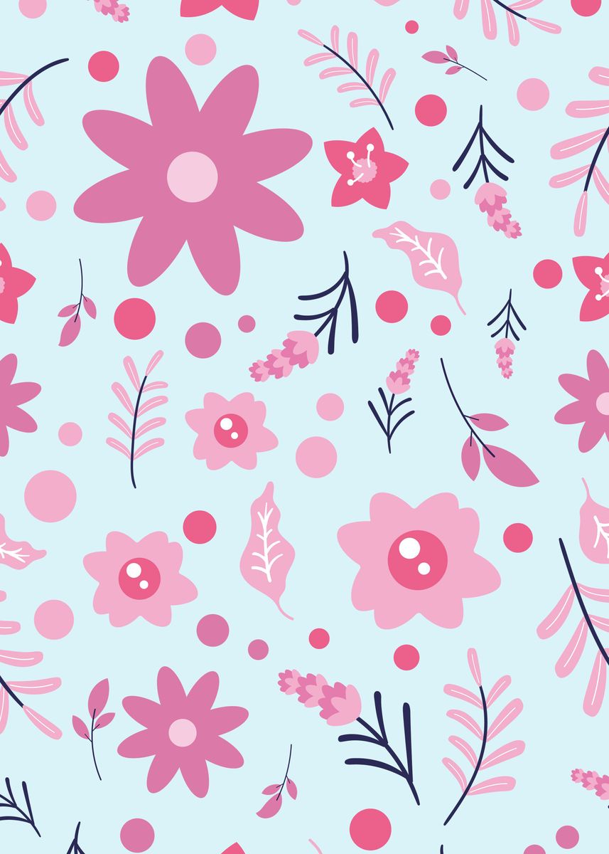 'simple cute flower pattern' Poster, picture, metal print, paint by ...