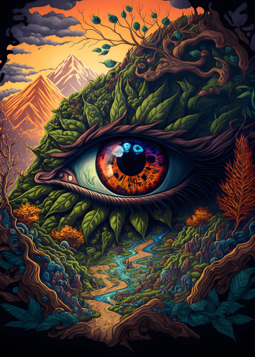 'Psychedelic Eye of Nature' Poster, picture, metal print, paint by ...