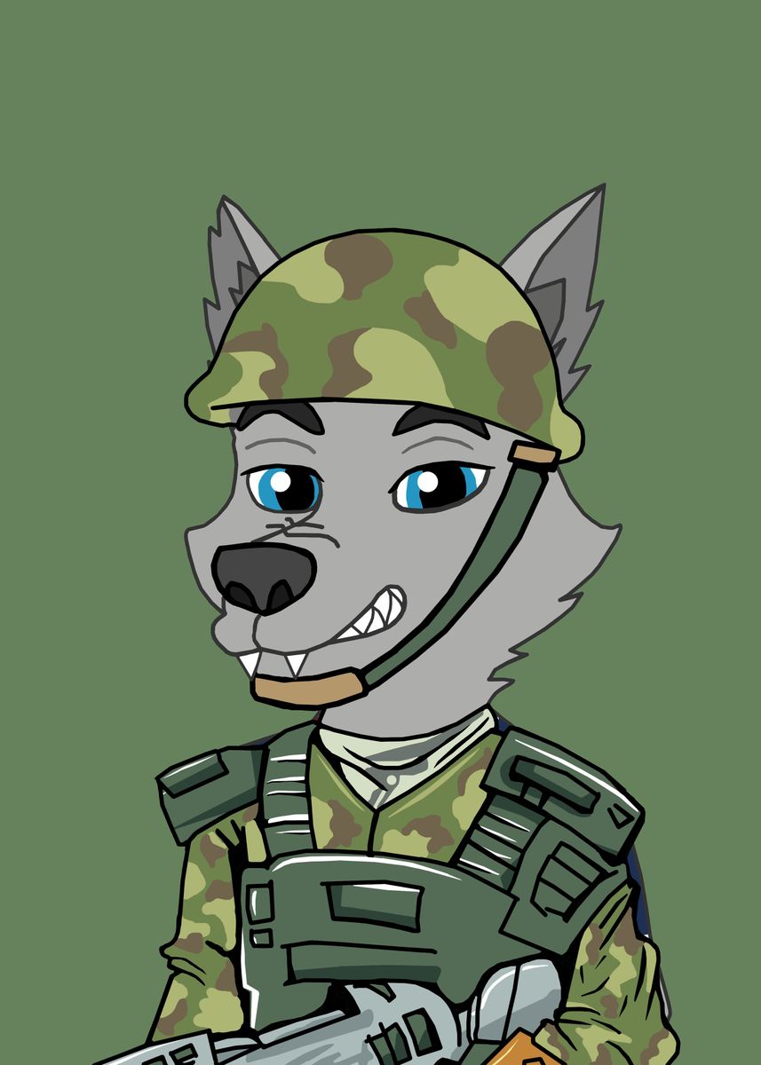 'MILITARY WOLF' Poster, picture, metal print, paint by TroisiemeOeil ...