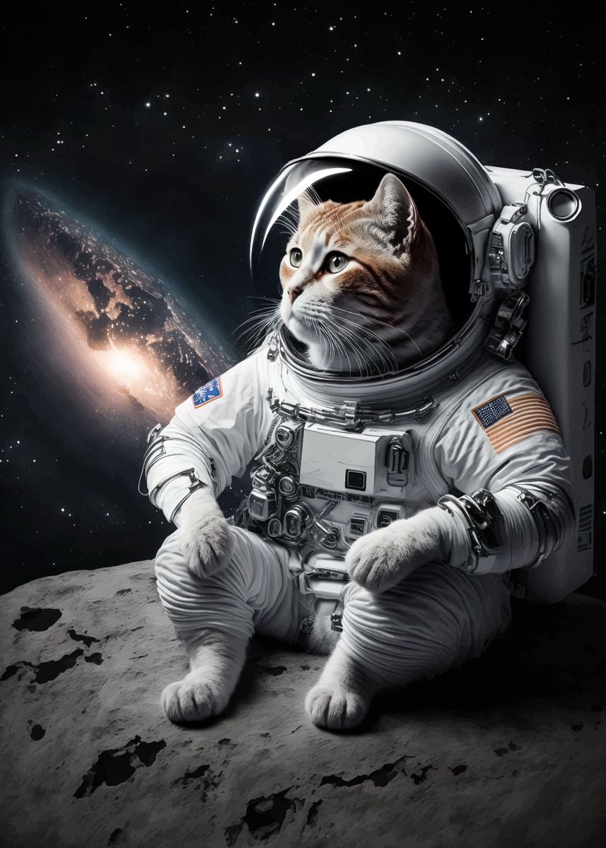 'Space Cat Astronaut ' Poster, picture, metal print, paint by Neo ...