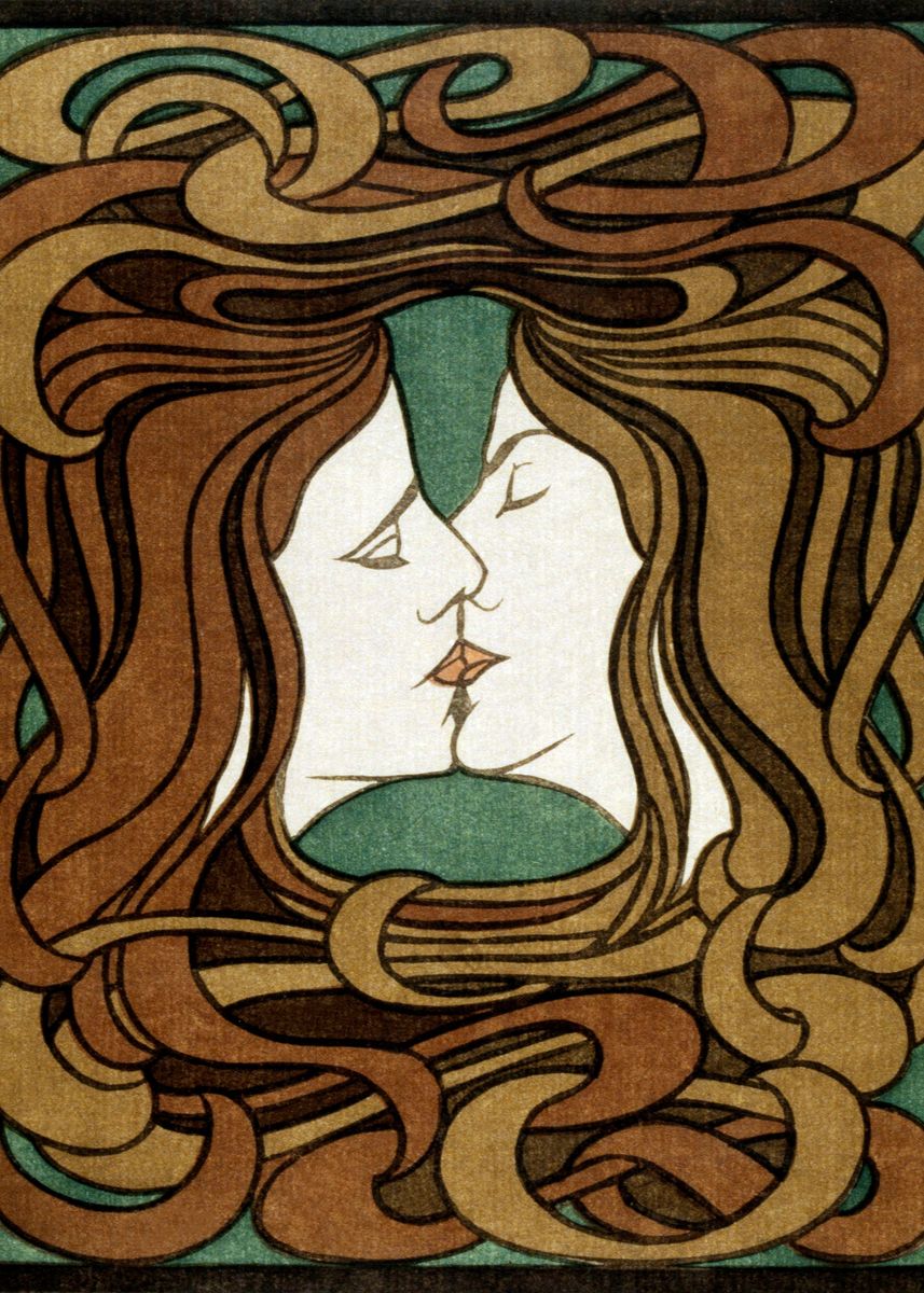 'The Kiss 1898 by Behrens' Poster, picture, metal print, paint by Sloka ...