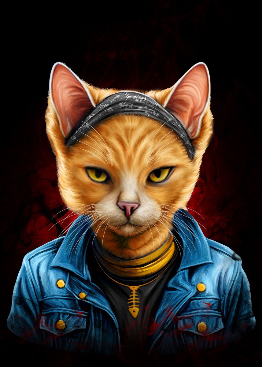 'Rock Star Cat 1' Poster, picture, metal print, paint by Yarchy | Displate