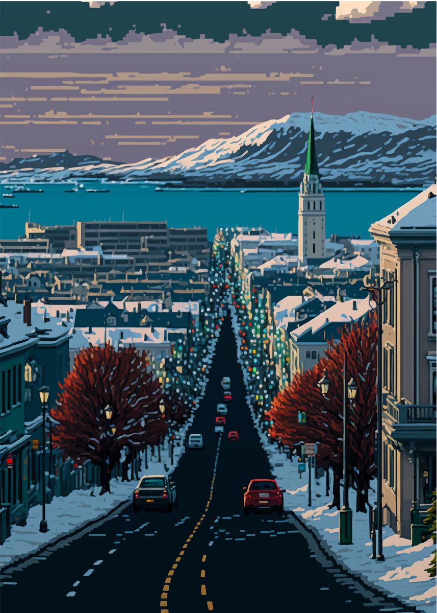 'Reykjavik Pixel art ' Poster, picture, metal print, paint by M Art ...