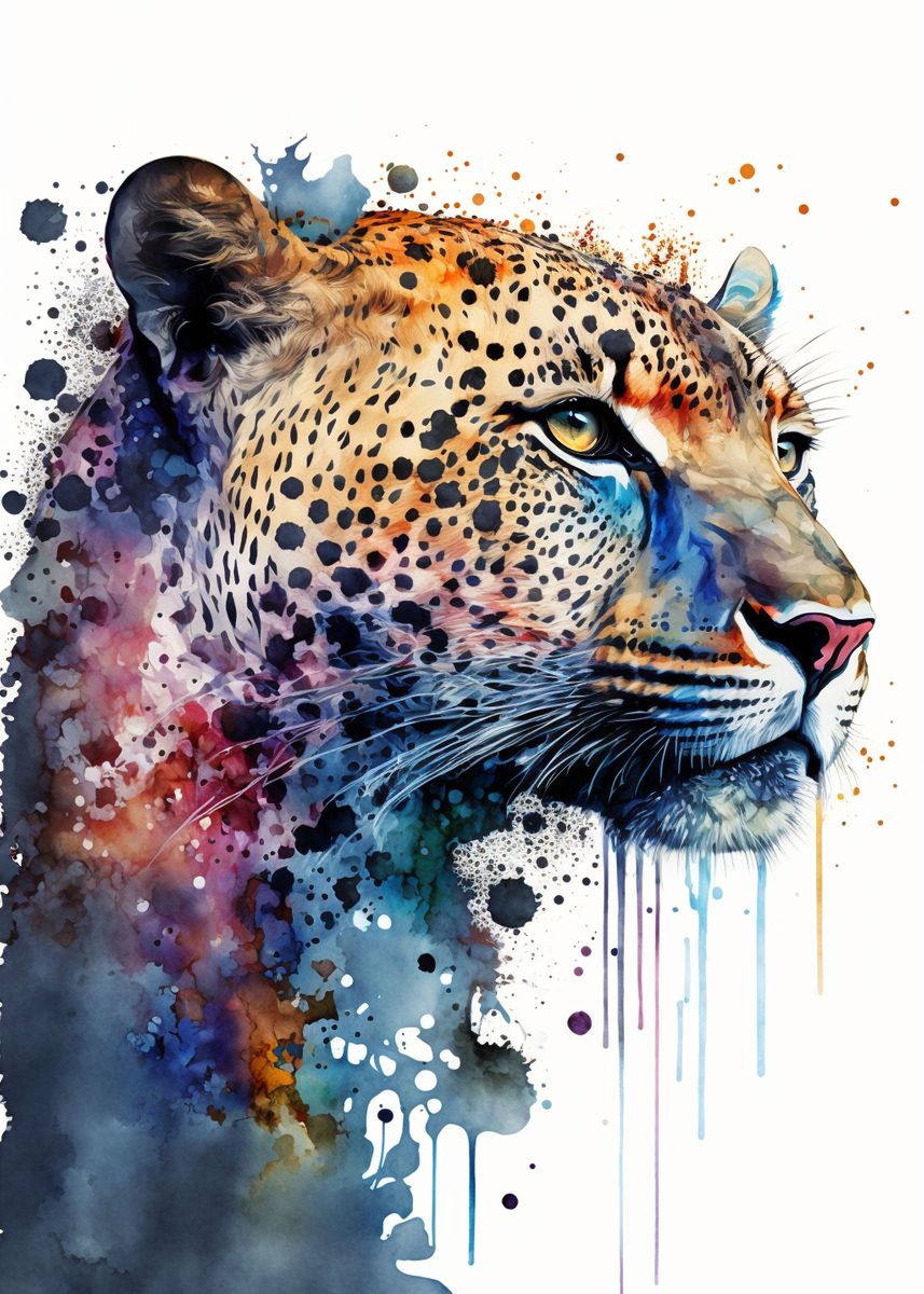 'Leopard portrait' Poster by CanvasPixelDreams | Displate