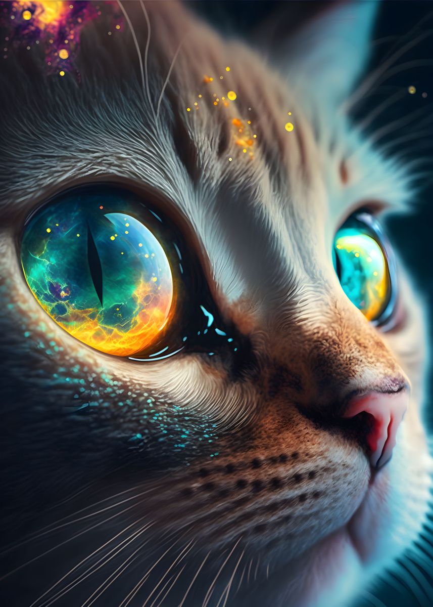 'Catception' Poster, picture, metal print, paint by Black Eyed | Displate