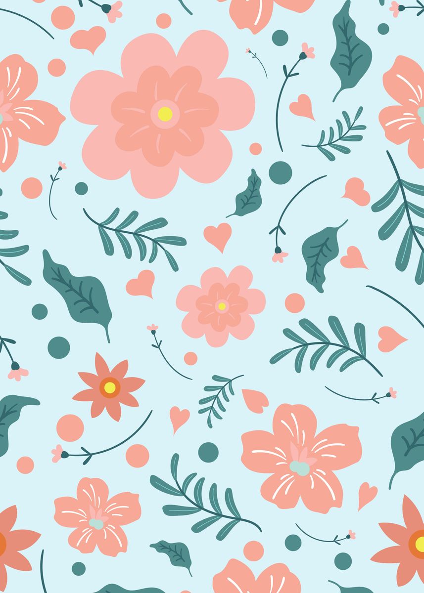 'simple cute flower pattern' Poster, picture, metal print, paint by ...