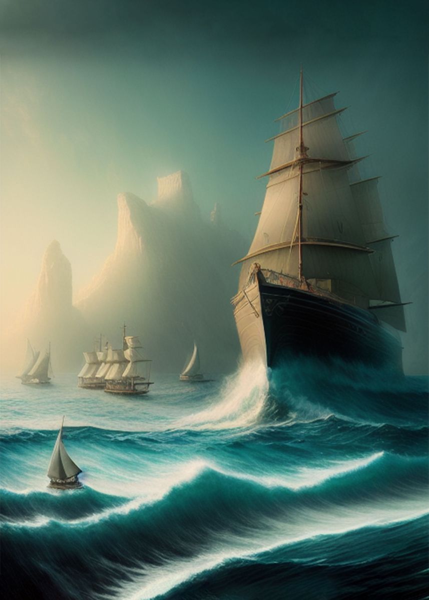 'Fantasy Seascape 2' Poster, picture, metal print, paint by Julia ...