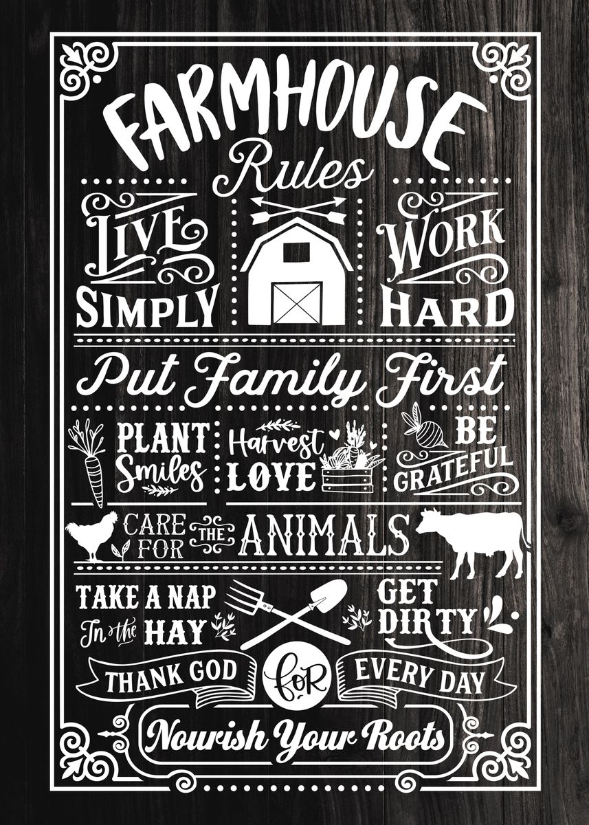 'Farmhouse Rules New' Poster, picture, metal print, paint by Stefan ...