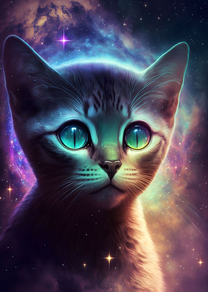 'Catception' Poster, picture, metal print, paint by Black Eyed | Displate