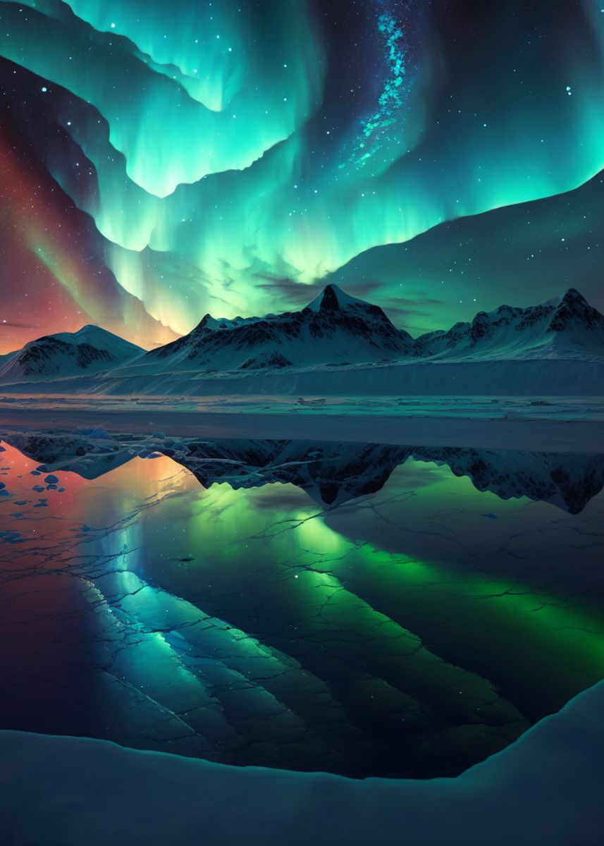 'Winter Wonderland Aurora' Poster, picture, metal print, paint by ...