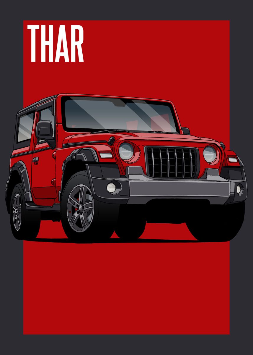 'Mahindra Thar' Poster, picture, metal print, paint by ND Fat | Displate
