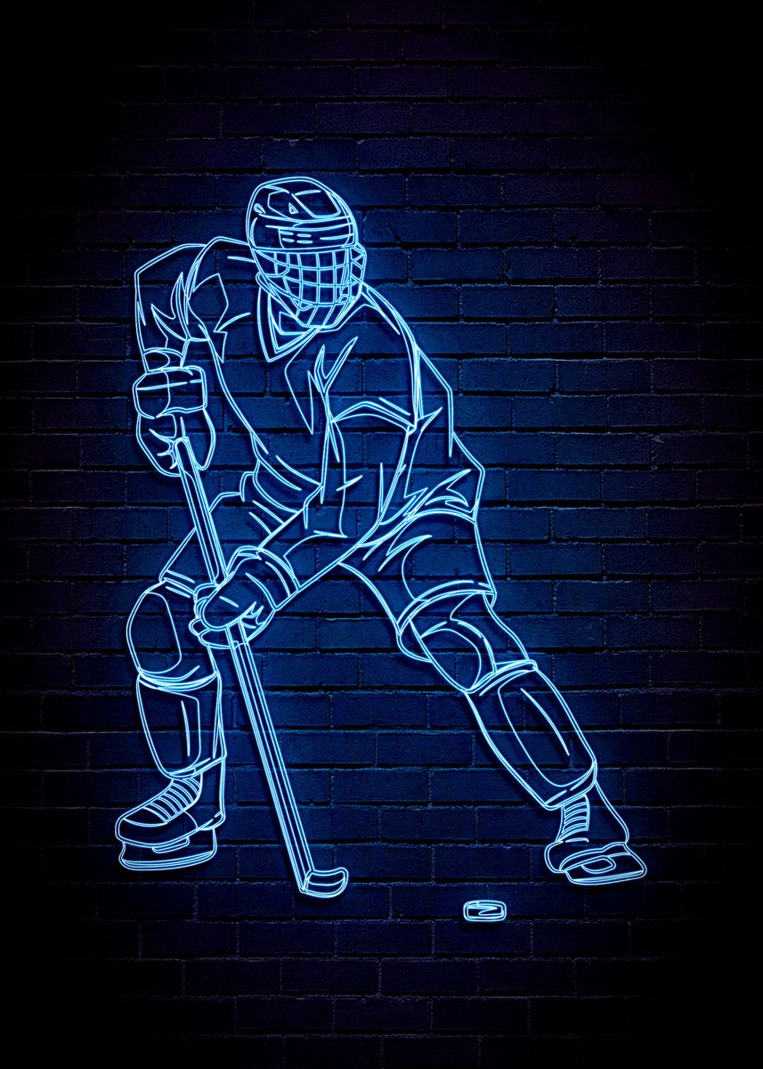 'hockey player ' Poster, picture, metal print, paint by ad yosef | Displate